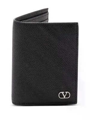 Valentino Garavani Vlogo Signature Cardholder In Grainy Calfskin - Black