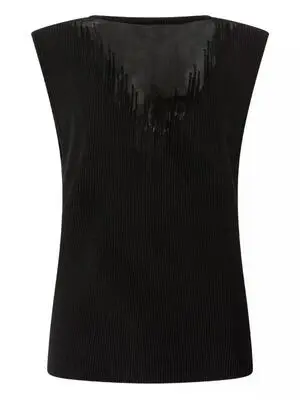 GENNY Ribbed Top With Sheer Panel