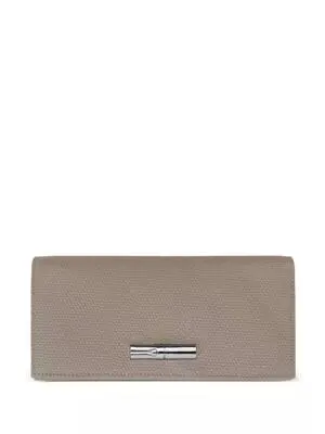 Longchamp Roseau Foldover Leather Wallet - Grey