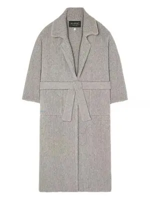Alanui Ribbed Knit Belted Cardigan-coat - Grey