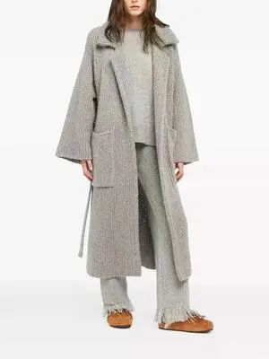 Alanui Ribbed Knit Belted Cardigan-coat - Grey
