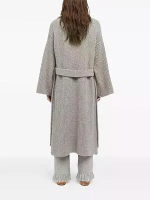 Alanui Ribbed Knit Belted Cardigan-coat - Grey