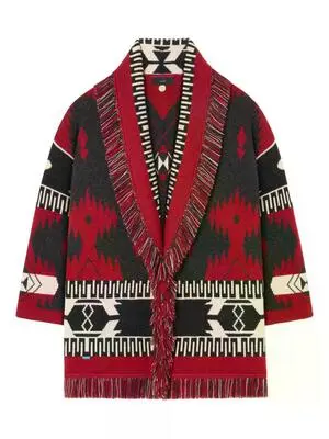Alanui Icon-jacquard Cardigan - Red