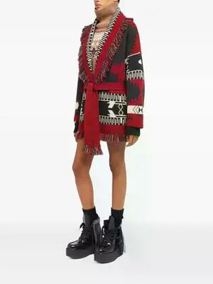 Alanui Icon-jacquard Cardigan - Red
