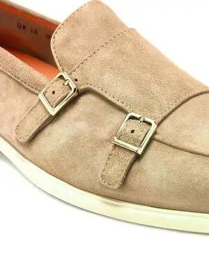 Santoni Double-buckle Suede Monk Shoes - Neutrals