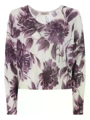 TWINSET Floral Print Sweater - White