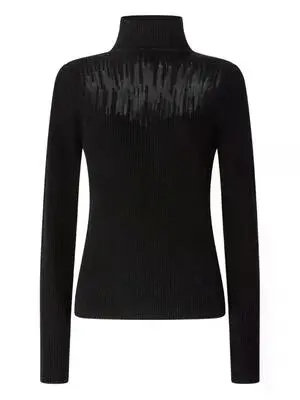 GENNY Ribbed Knit Sheer Panel Top