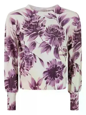 TWINSET Floral Print Balloon-sleeve Sweater - White