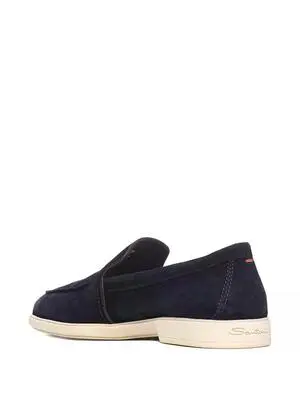 Santoni Suede Leather Loafers - Blue