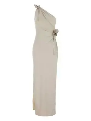 Coperni One-shoulder Flower-embellished Gown - Neutrals