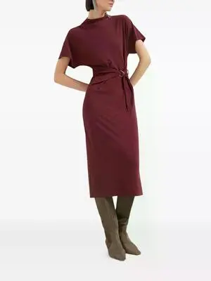 Brunello Cucinelli Belted Midi Dress - Red