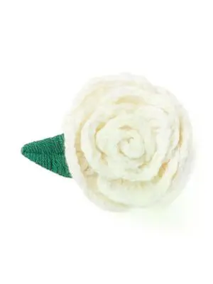 Alanui Rose-embroidered Brooch - White
