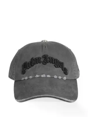 Palm Angels Logo-embroidered Distressed Baseball Cap - Grey