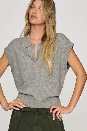 PILCRO The Jensen Cashmere Muscle Tank Top - Riverstone