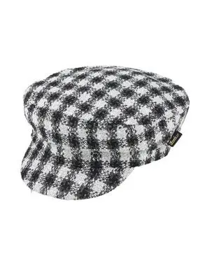 Borsalino Houndstooth Bouclé Flat Cap - Black