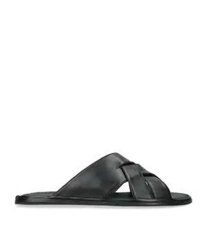 BROTINI Leather Cross-strap Sandals - Black