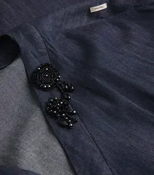 Max Mara Embellished Denim Maxi Dress