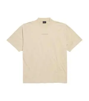 Balenciaga Cotton Distressed Logo T-shirt - Beige