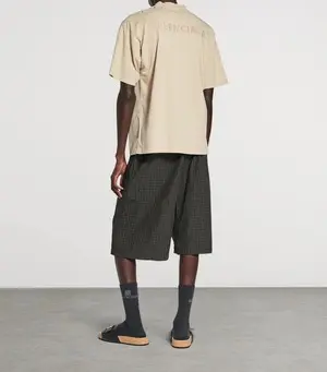 Balenciaga Cotton Distressed Logo T-shirt - Beige