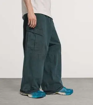 Balenciaga Cotton Oversized Cargo Trousers - Blue