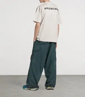 Balenciaga Cotton Oversized Cargo Trousers - Blue