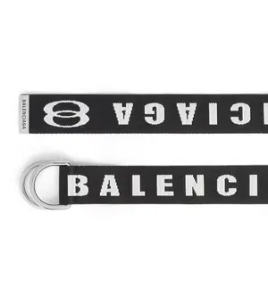 Balenciaga Logo Jacquard D-buckle Belt - Black