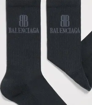 Balenciaga Cotton-blend Nano Bb Socks - Black
