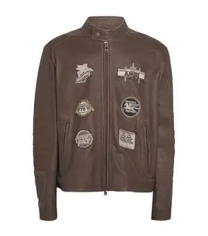 Amiri Leather Patch Racer Jacket - Brown