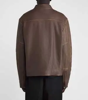Amiri Leather Patch Racer Jacket - Brown