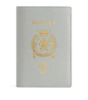Balenciaga Leather Passport Holder - Grey