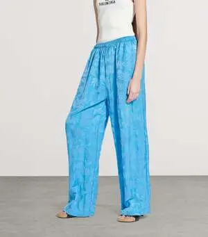 Balenciaga Floral Print Wide Leg Trousers