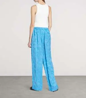 Balenciaga Floral Print Wide Leg Trousers