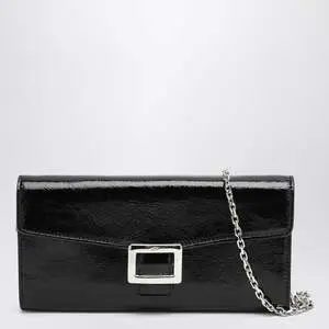 ROGER VIVIER Belle Vivier Patent Leather Wallet With Chain - Black