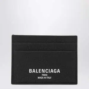 Balenciaga Credit Cardholder In Hammered Leather - Black