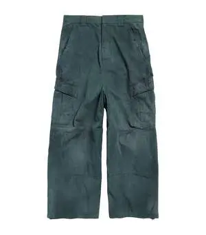 Balenciaga Cotton Oversized Cargo Trousers - Blue