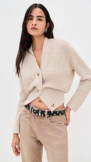 R13 Split Hem Ribbed Cardigan