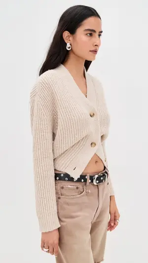 R13 Split Hem Ribbed Cardigan