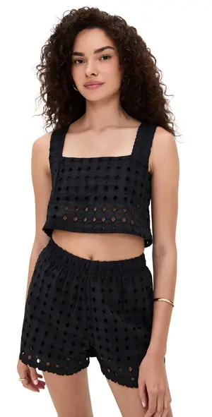Scoop Neck Eyelet Top
