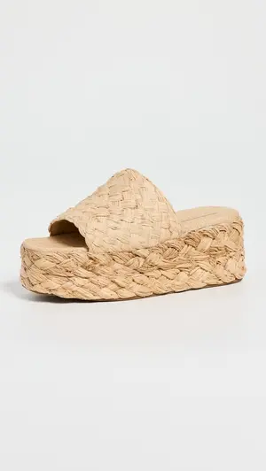 LOEFFLER RANDALL Aaron Platform Raffia Mules