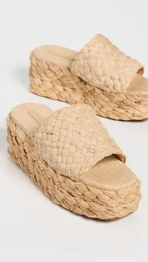 LOEFFLER RANDALL Aaron Platform Raffia Mules