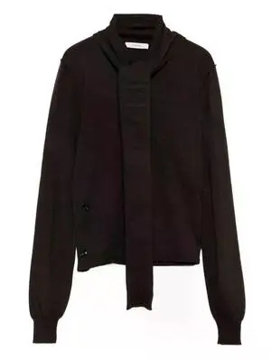 LEMAIRE Tie-neck Button-detail Top - Brown