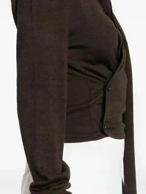 LEMAIRE Tie-neck Button-detail Top - Brown