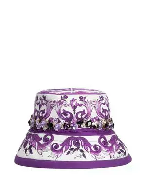 Dolce & Gabbana Maiolica-print Bucket Hat - White