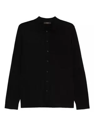 ZANONE Virgin-wool Button-front Shirt - Black
