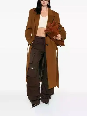 Attico Single-breasted Belted Coat