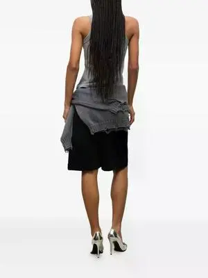 AREA Crystal-embellished Ribbed Tank Top - Grey