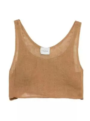 Le Kasha Linen Scoop-neck Tank Top