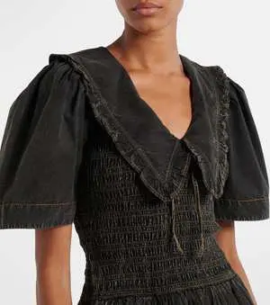 GANNI Bow-detail Denim Minidress