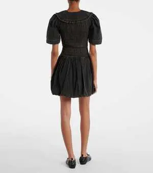GANNI Bow-detail Denim Minidress