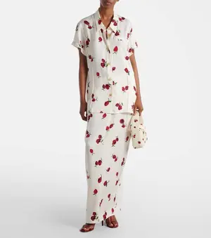 Khaite Lucian Printed Twill Maxi Skirt - White